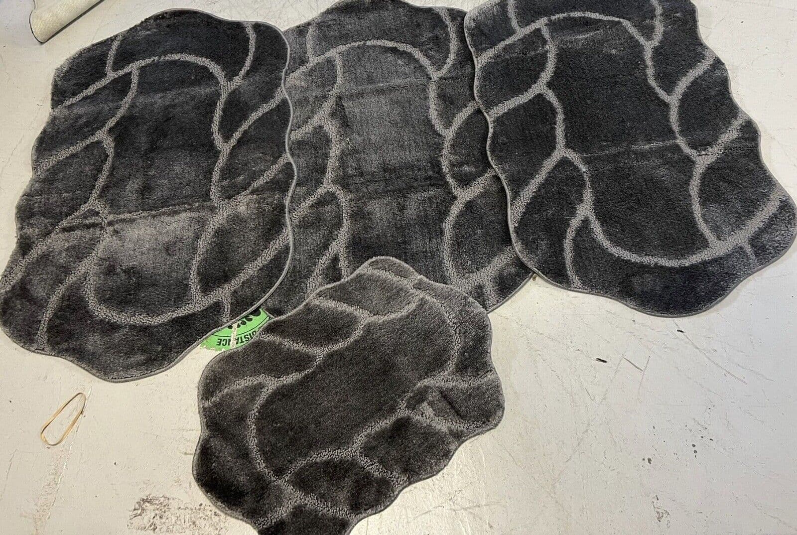 ROMANY GYPSY WASHABLE 4PC SETS NON SLIP MATS-RUGS DARK GREY SUPER THICK ...