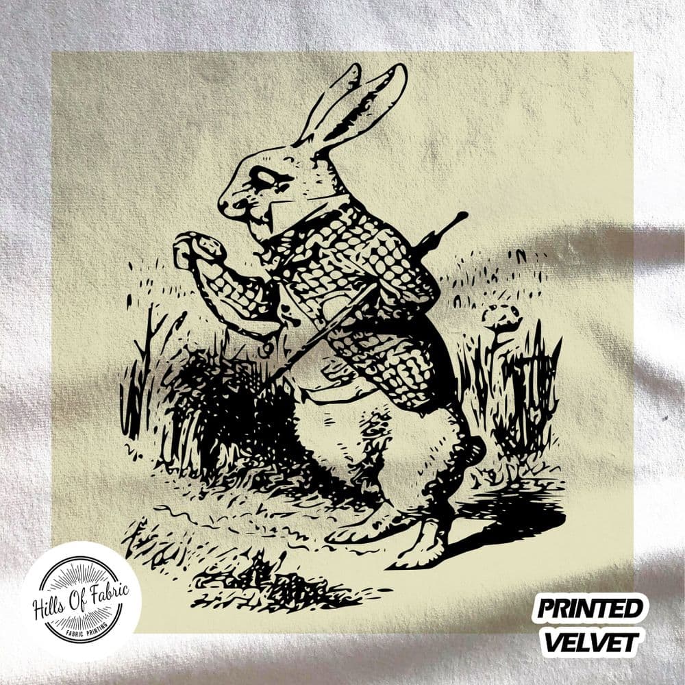 alice in wonderland white rabbit Fabric Panel