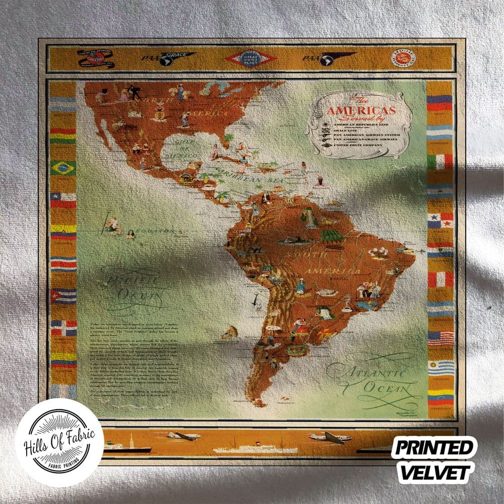 America map Printed Fabric Panel