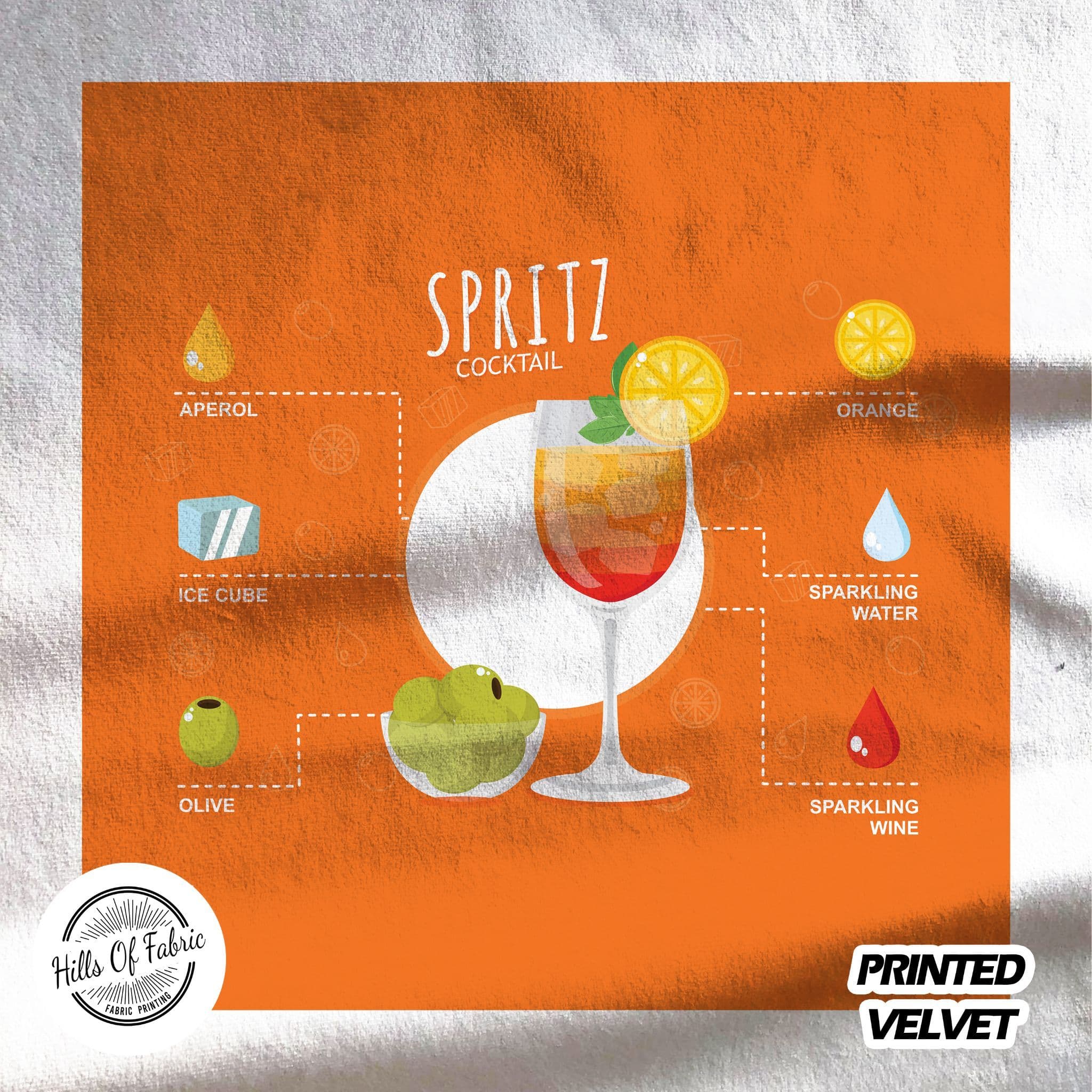 aperol spritz cocktail Fabric Panel