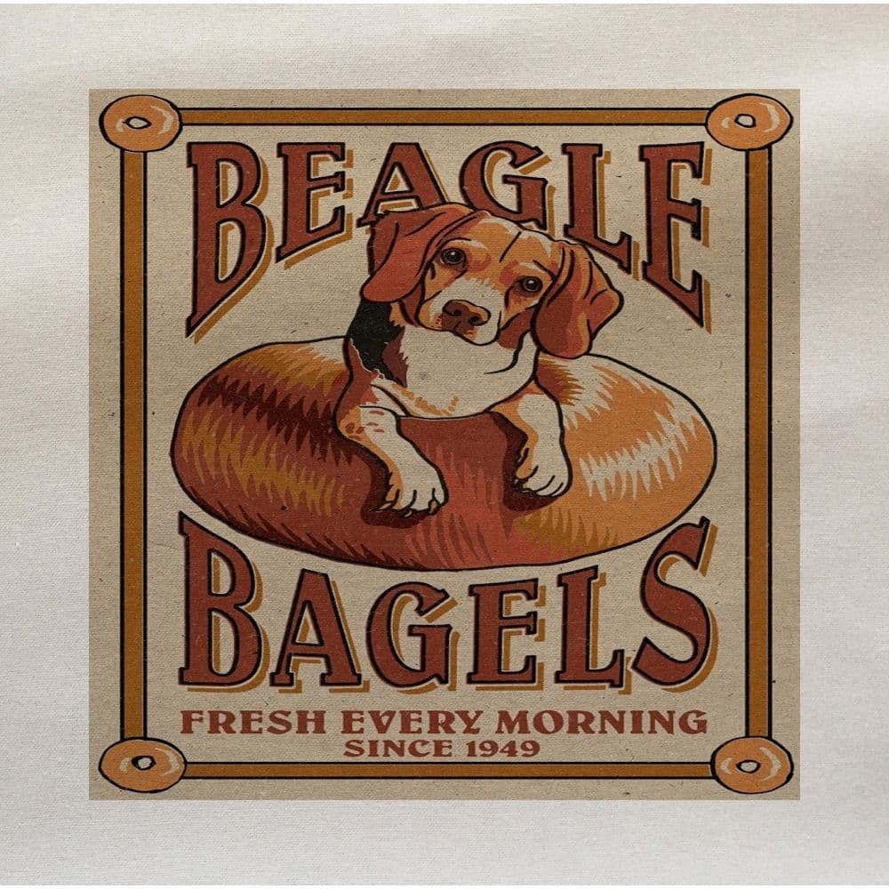 Beagle Bagels Fresh Everyday Vintage Advert Printed Fabric