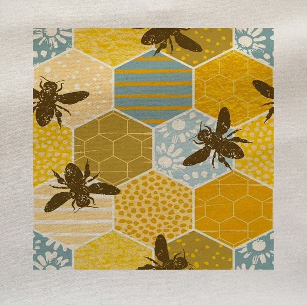 Bee Flying Insect Honey Comb Geometrical Pattern Pattern Fabric Panel
