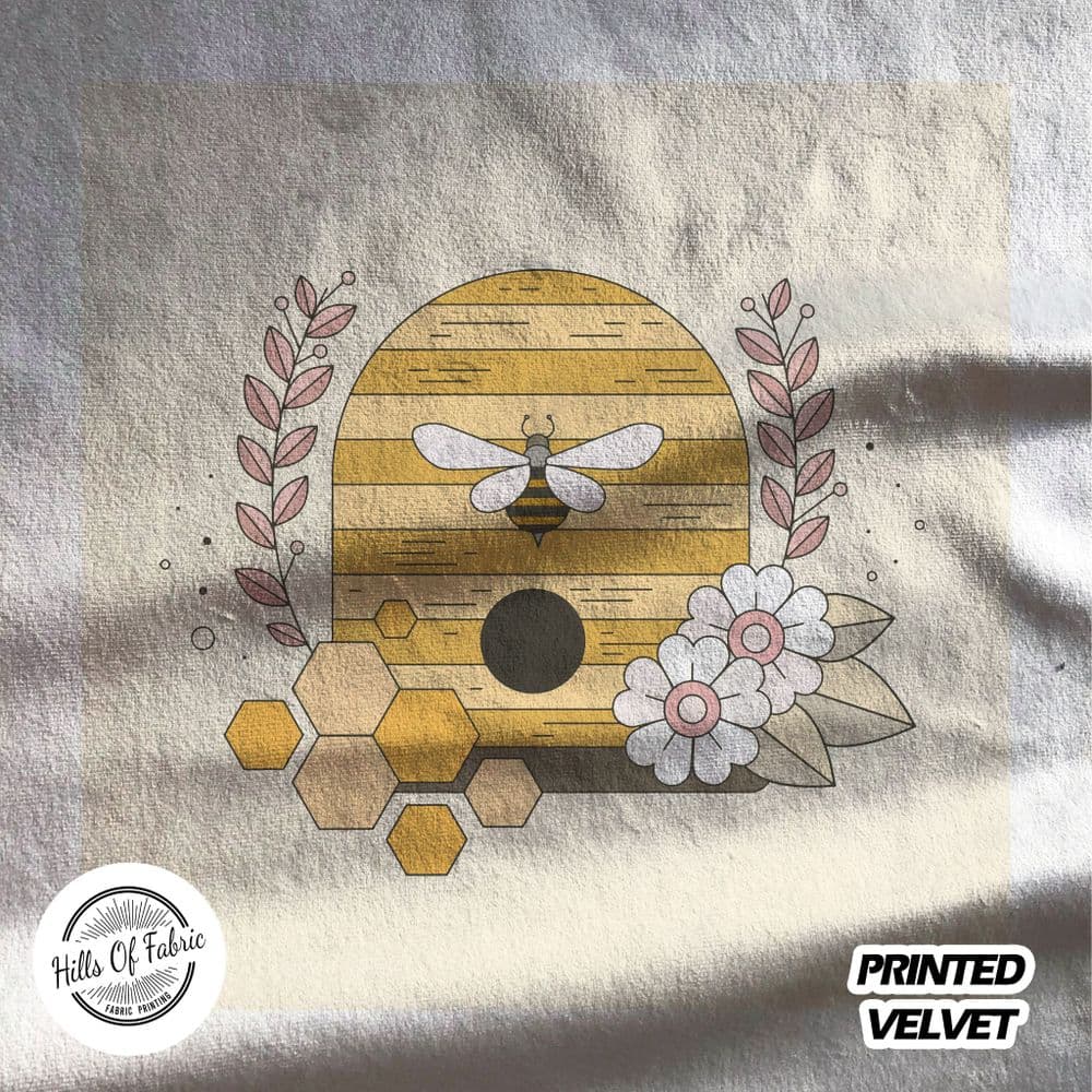 Bee Hive flowers Honey Insect Fabric Panel