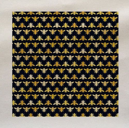 Bee Honey Flying Insect Black Yellow Pattern Fabric Panel