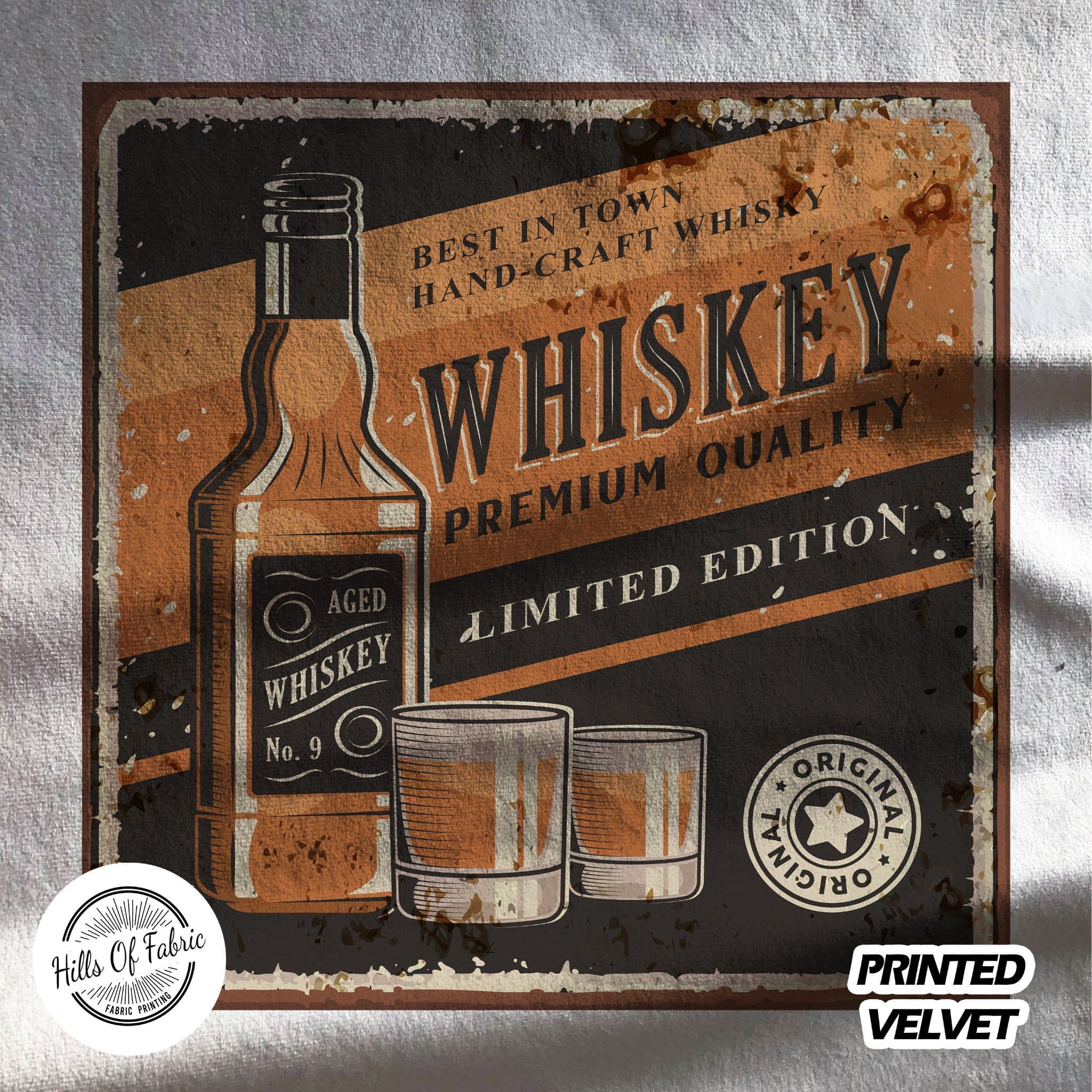 best in town whiskey printed Fabric Panel