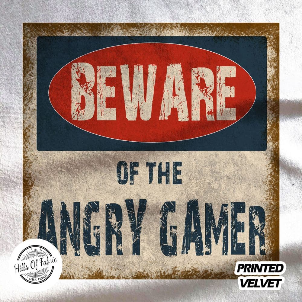 beware angry gamer Fabric Panel