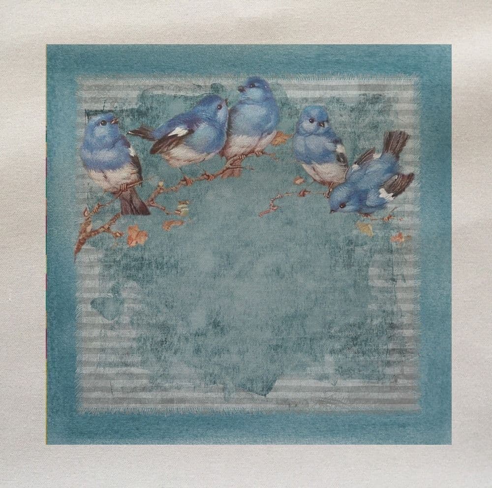 Blue Birds Branch Fabric Panel