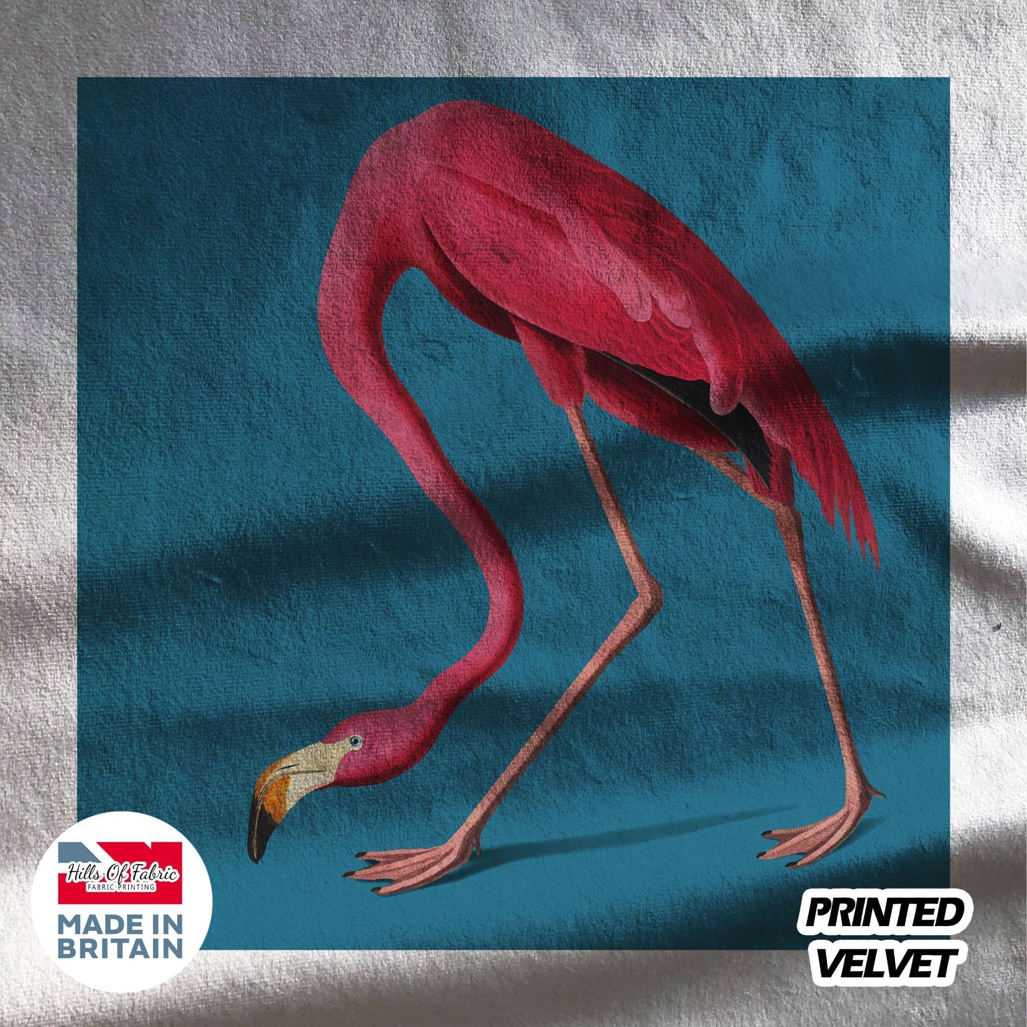 Blue Flamingos Fabric Panel
