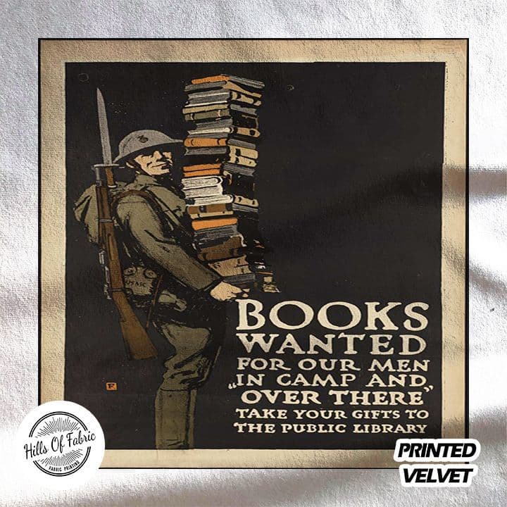 books wanted printed Fabric Panel