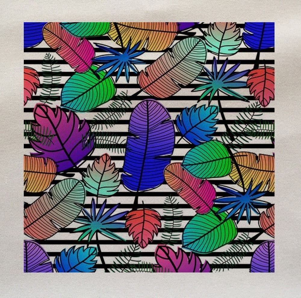 Bright Feathers Stripe Pattern Printed Fabric Panel