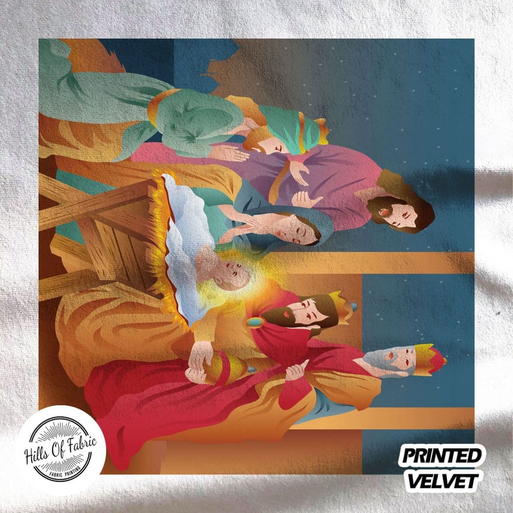 christmas nativity manger Fabric Panel