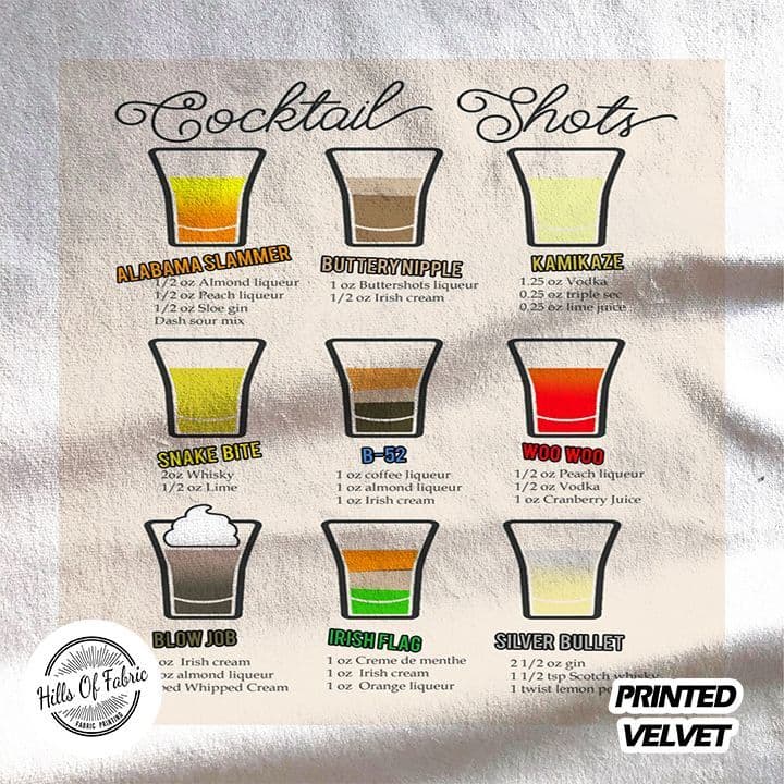 cocktail shots Fabric Panel