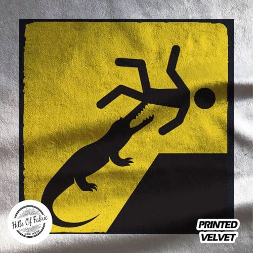 crocodile stickman warning sign Fabric Panel