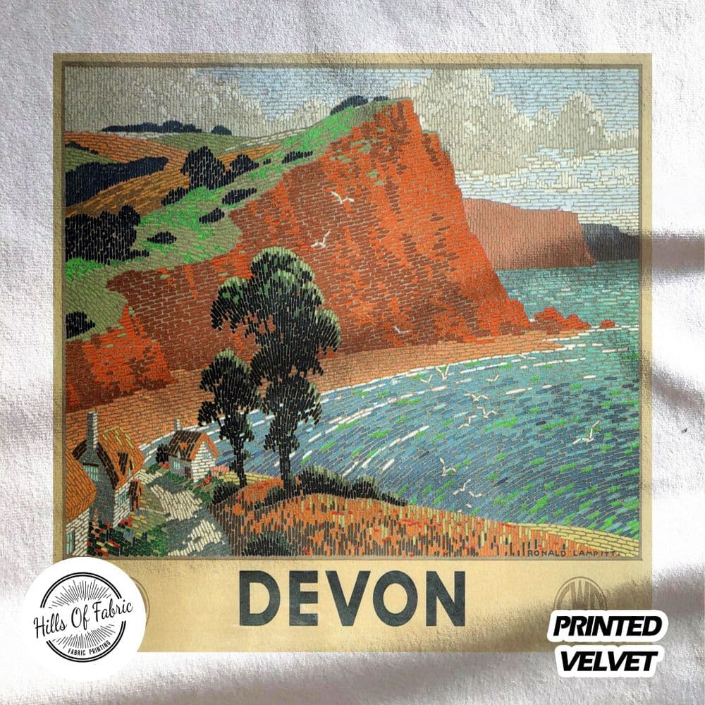 Devon poster printed Fabric Panel