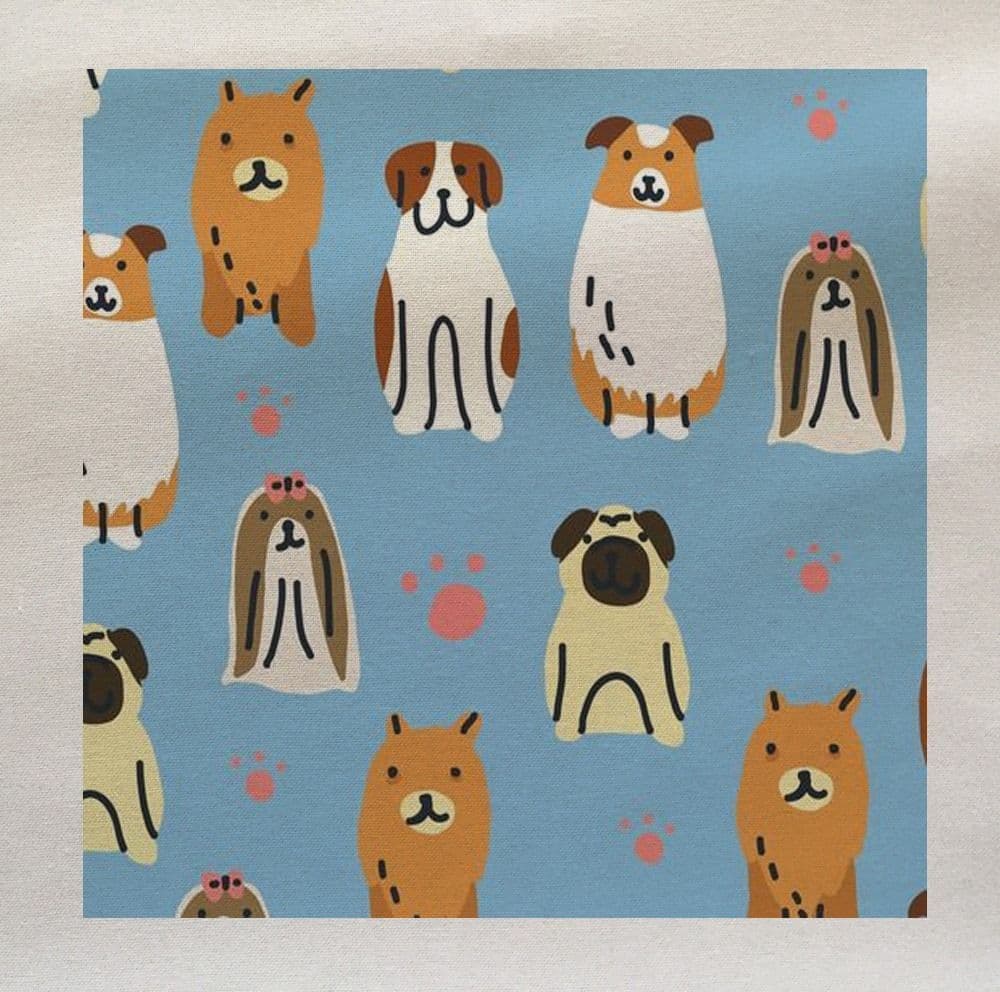 Dogs Pets Cartoon Drawing Doodle Fabric Panel