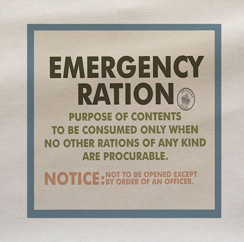 Emergency Ration World War Propaganda Printed Fabric Panel