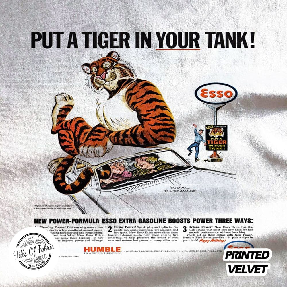 Esso tiger green car advert Printed Fabric Panel