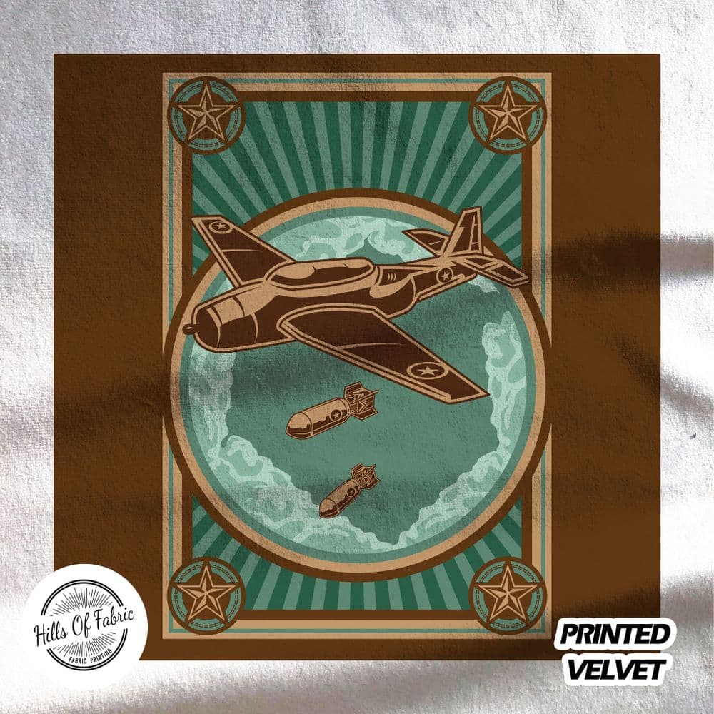 Fighter war plane - Printed Fabric Panel