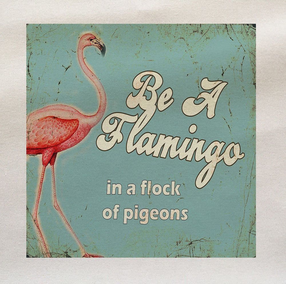 Flamingo Flock Pigeons Printed Fabric Panel