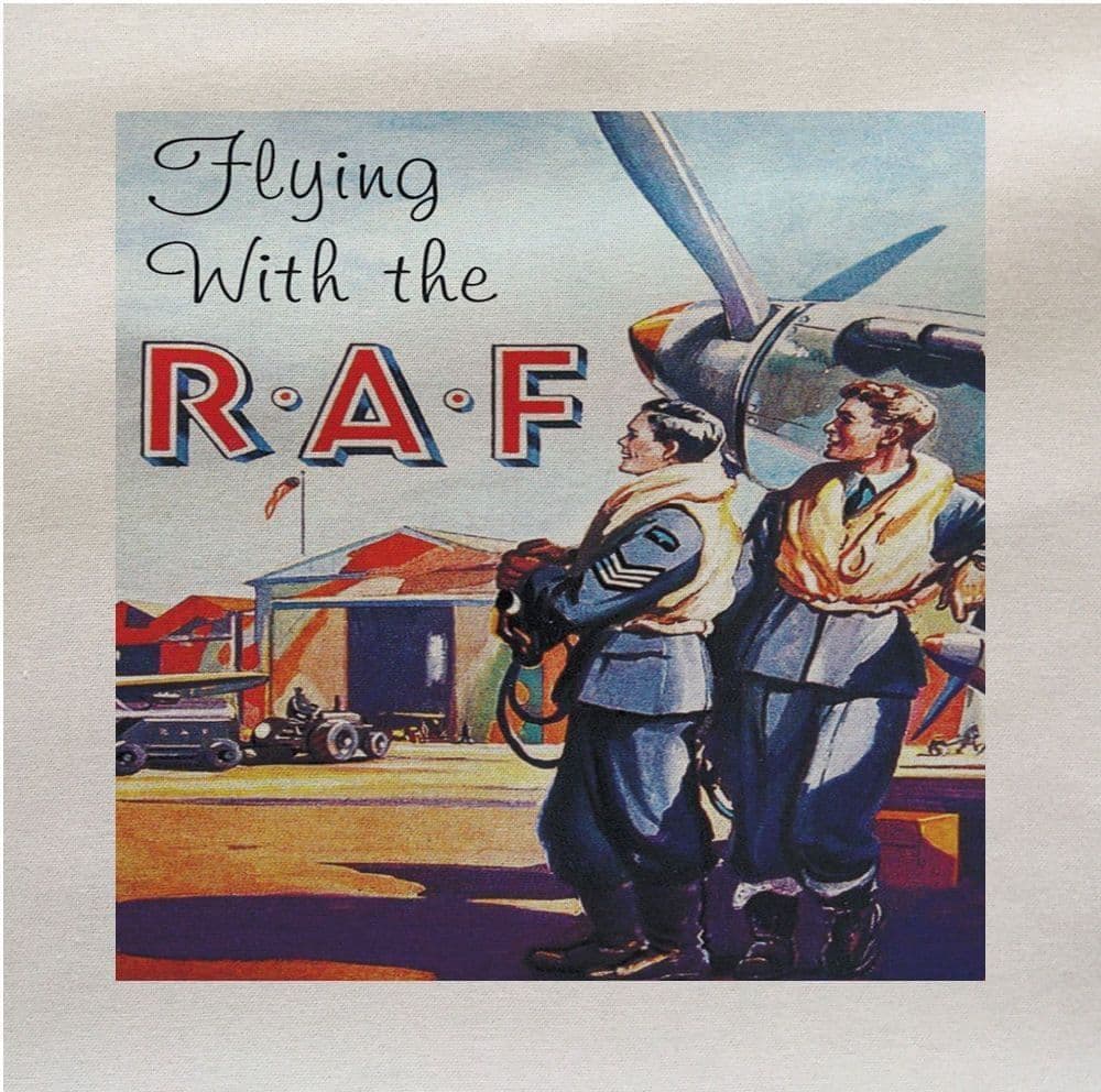 Flying With the RAF Plane World War Printed Fabric