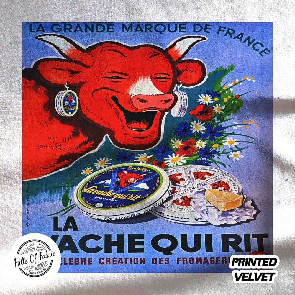 french cheese la vache quirit cow Fabric Panel