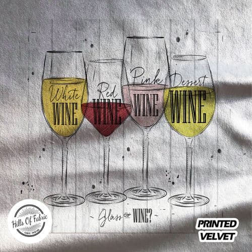 Glass of Wine Colours Drink Printed Fabric Panel