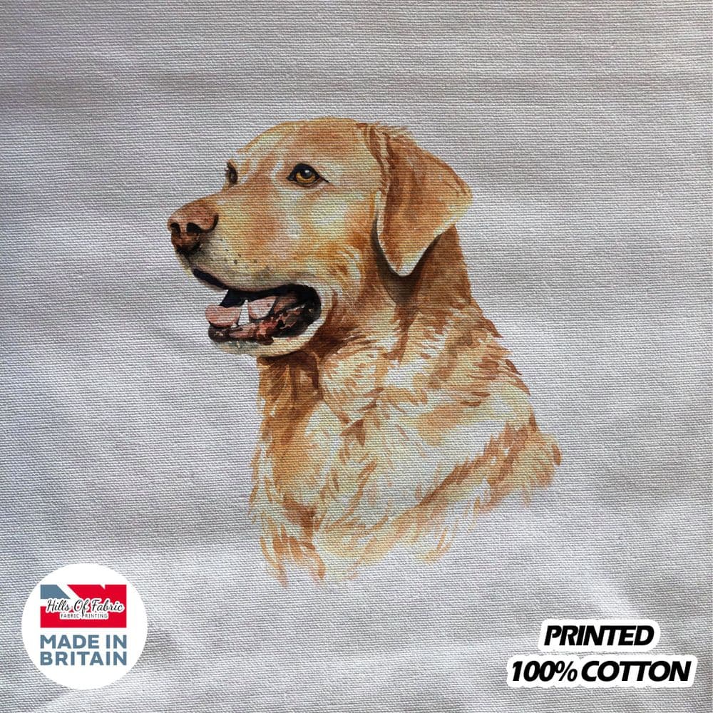 Golden Lab Labrador Watercolour Painting Printed Fabric Panel