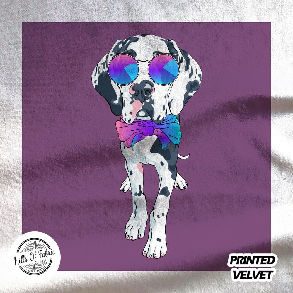 great dane dog with glasses and bow tie patterned Fabric Panel