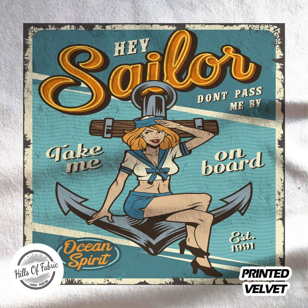 Hey sailor take me on board pattern printed Fabric Panel