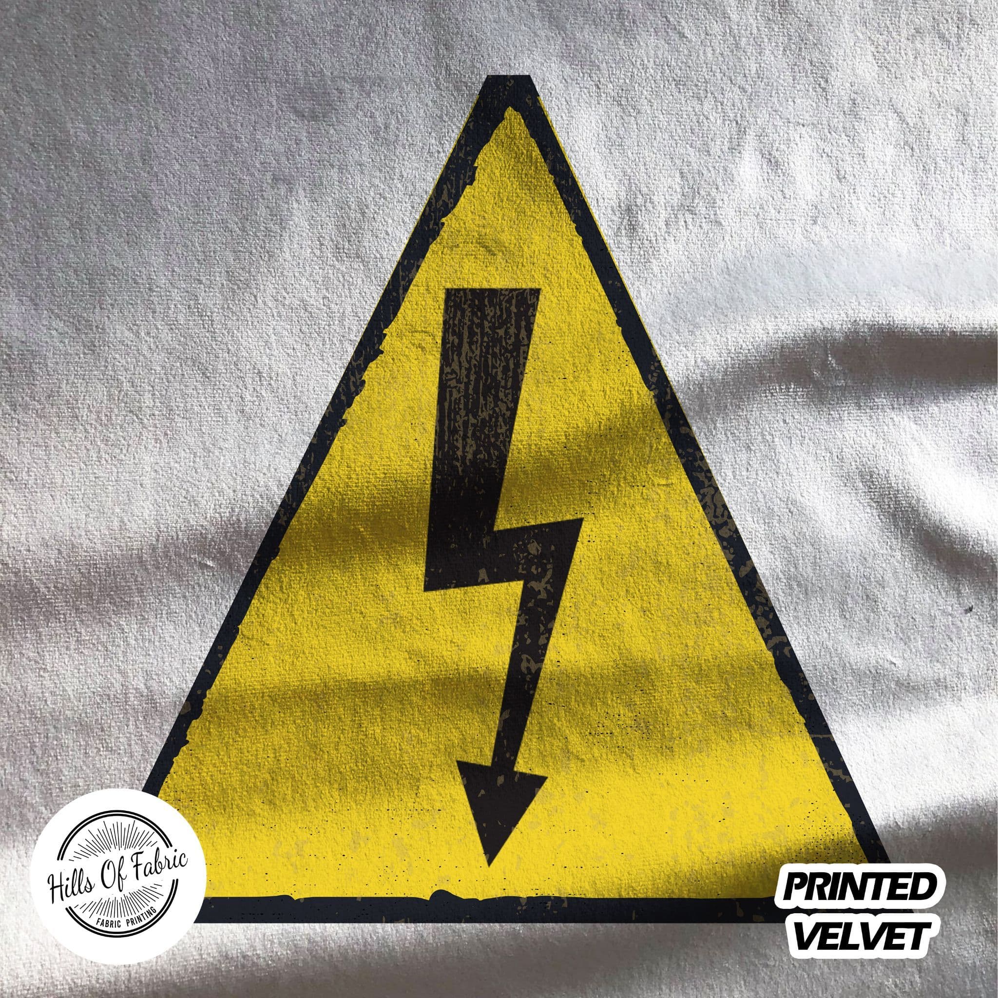 high voltage warning sign Fabric Panel
