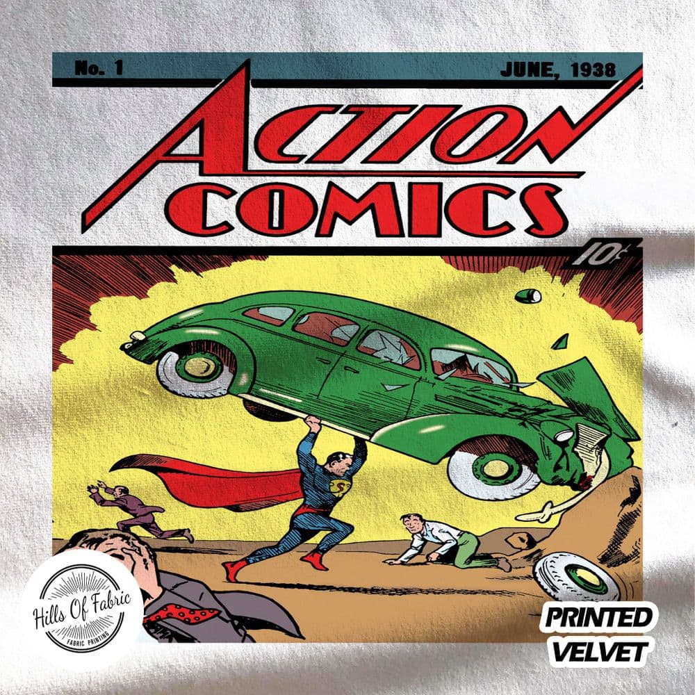 intage superman action comics Printed Fabric Panel