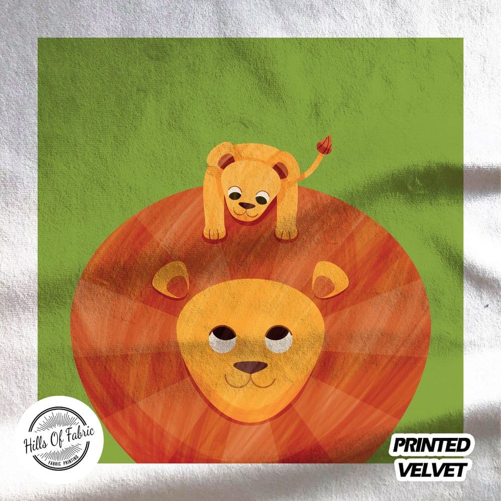 lion cub farther printed Fabric Panel