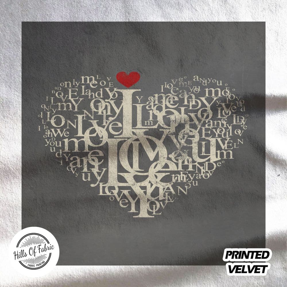 love heart chalkboard design printed fabric pannel