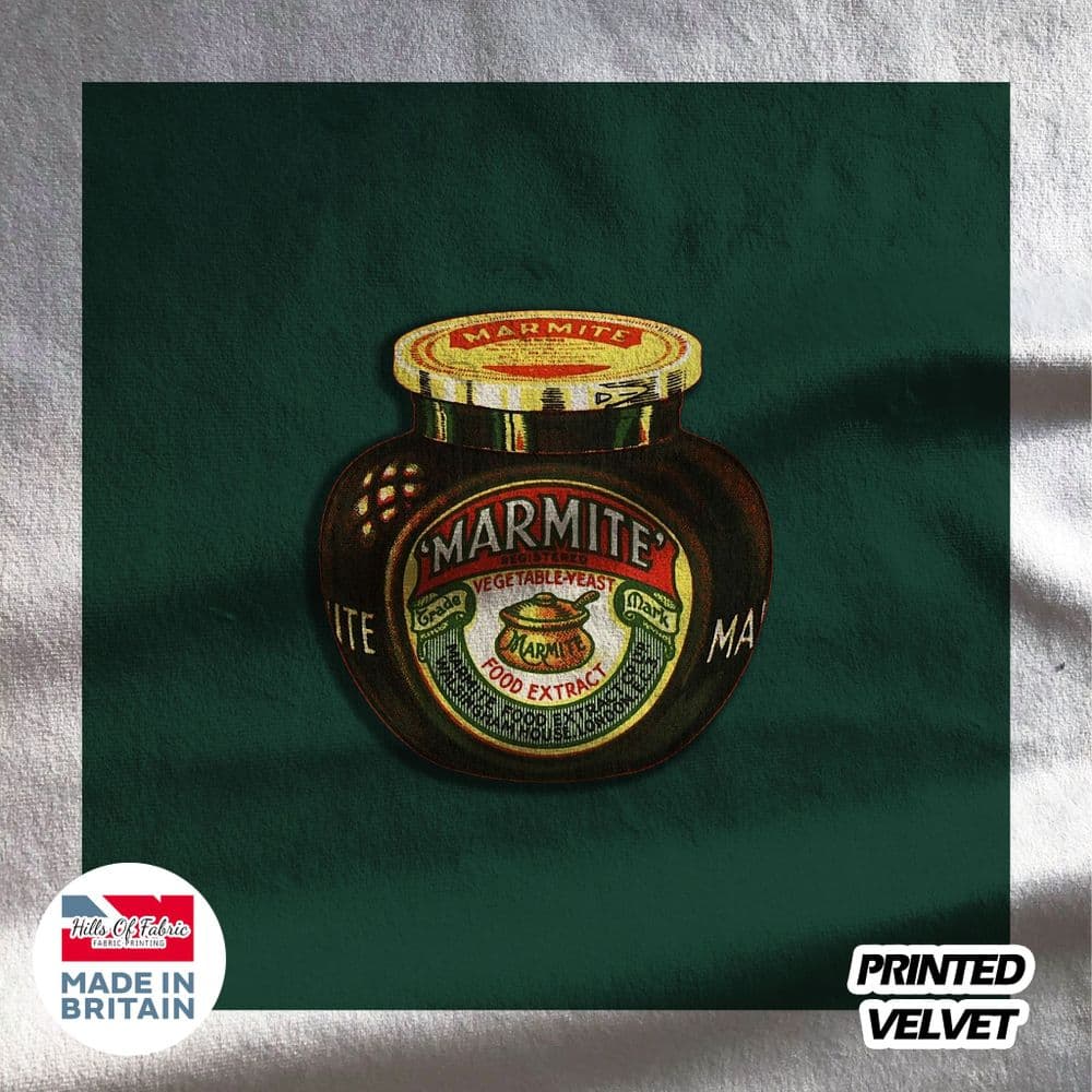 Marmite Green Retro - printed Fabric Panel