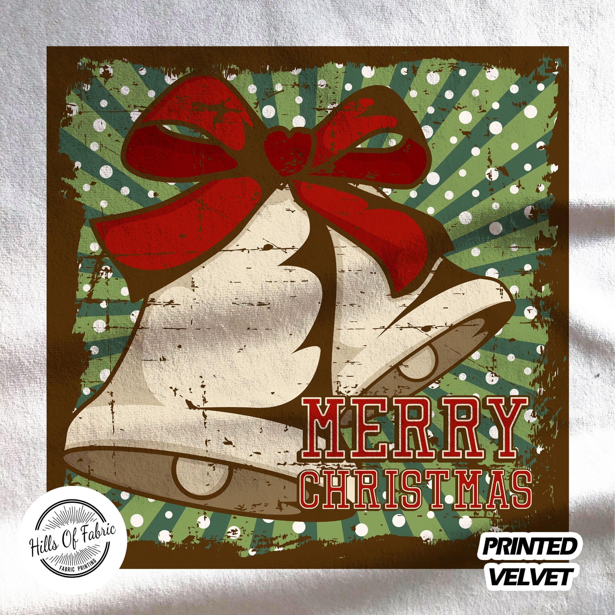 merry christmas bells Fabric Panel