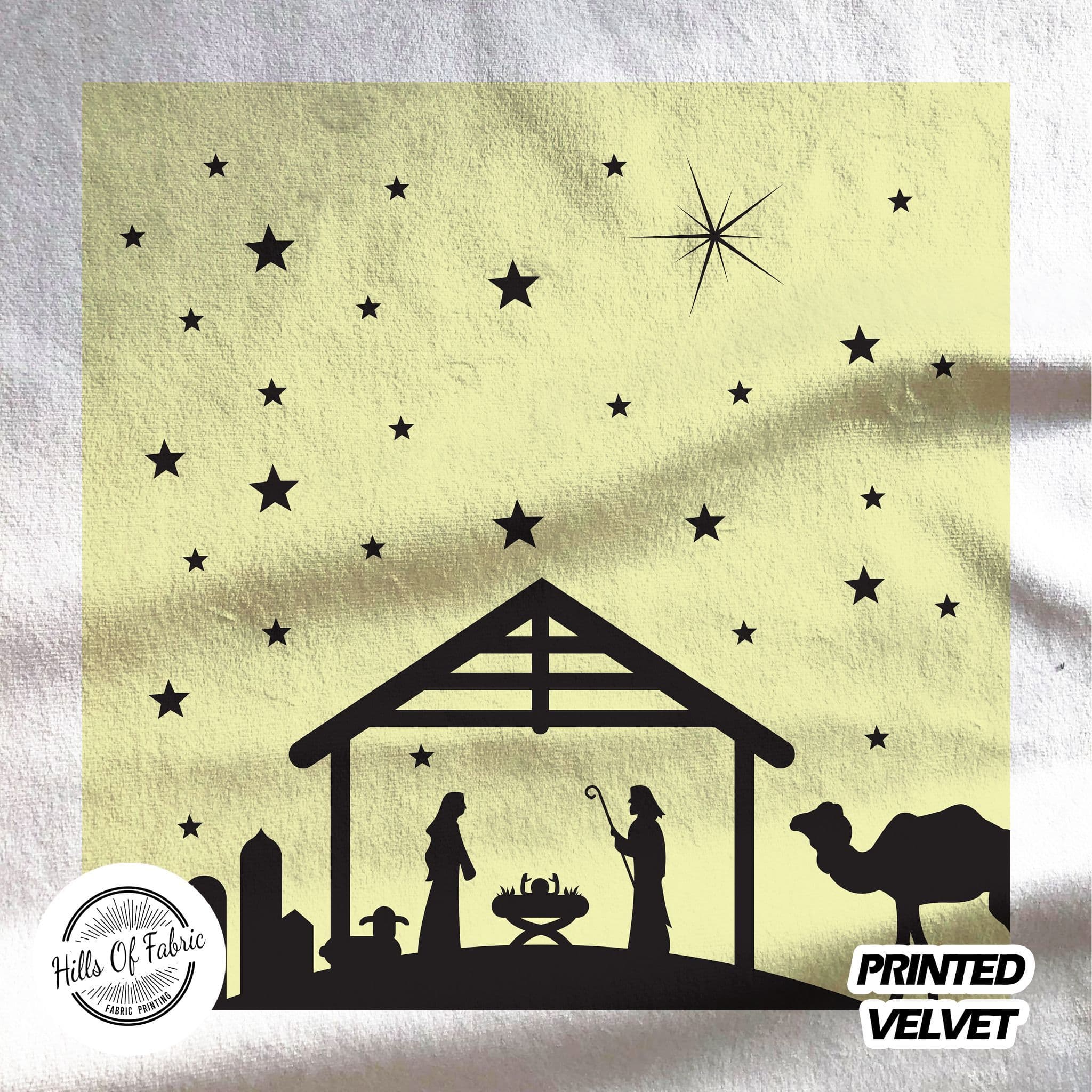 nativity manger jesus and mary Fabric Panel