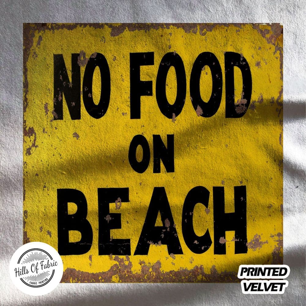 no food on beach printed fabric pannel