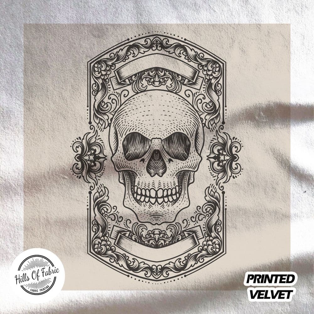 ornamental skull skeleton - Printed Fabric Panel