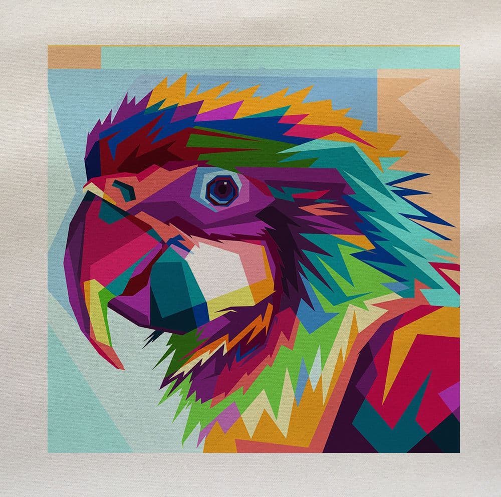 Parrot Bird Pirate Blue Abstract Fabric Panel