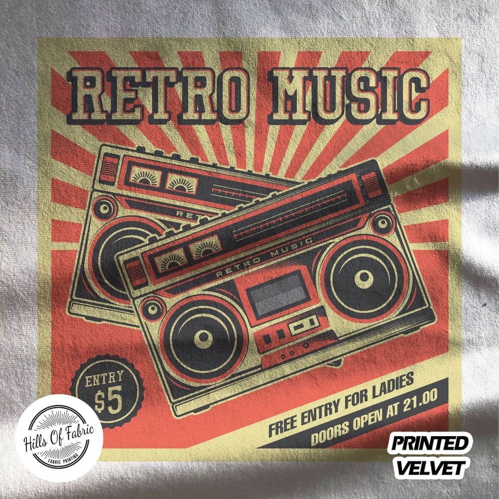 Retro Music Boom Box Fabric Panel