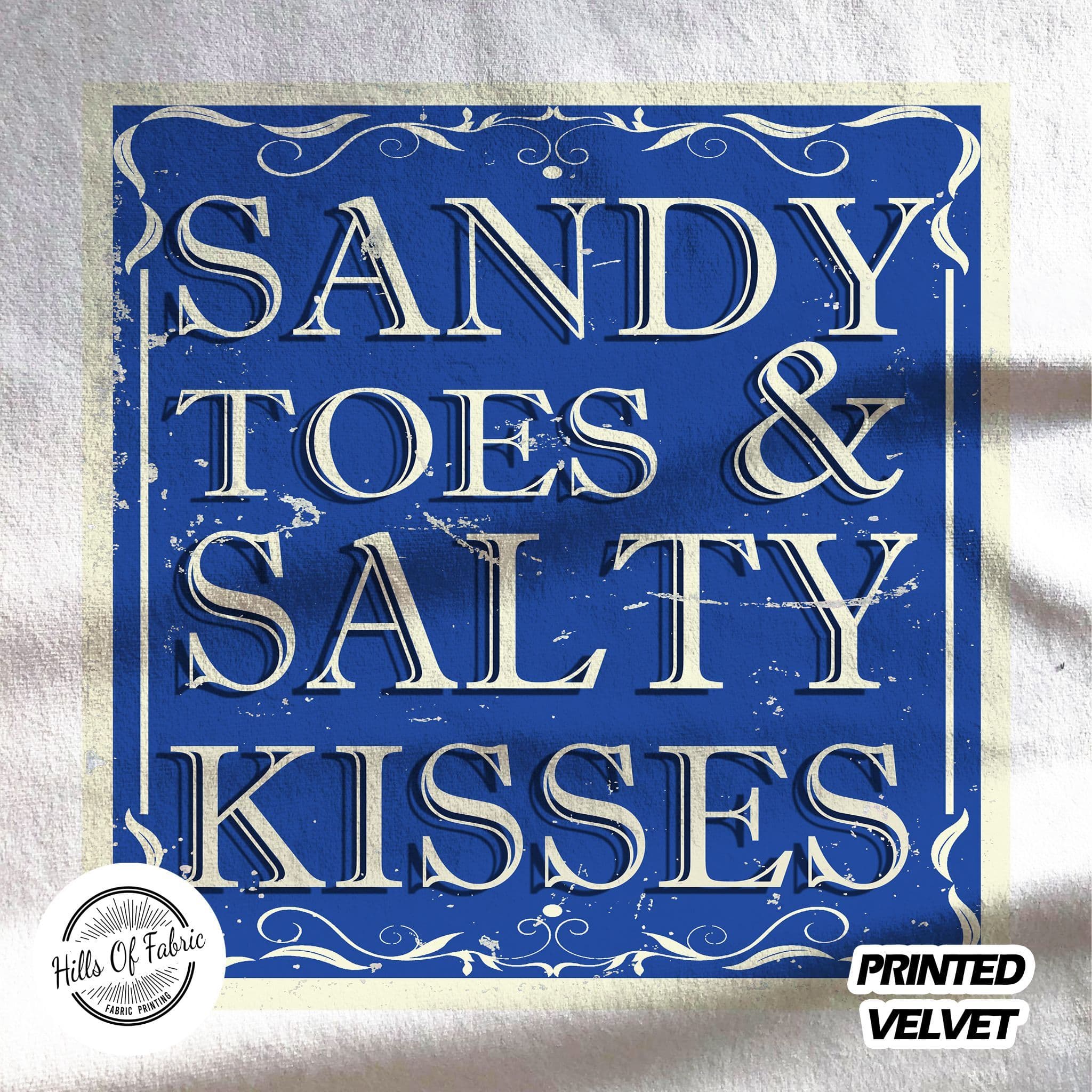 sandy toes salty kisses quote printed Fabric Panel
