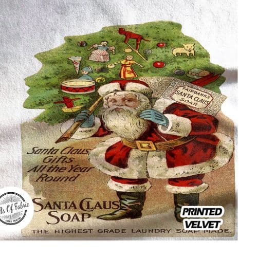 santa claus soap printed fabric pannel