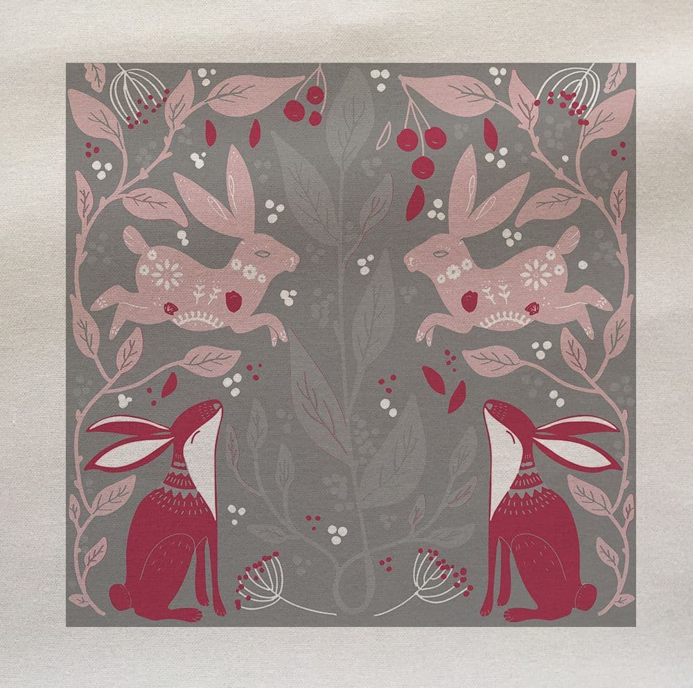Scandinavian Hare Animal Fabric Panel