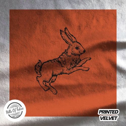 Scandinavian Hare Orange Animal Fabric Panel