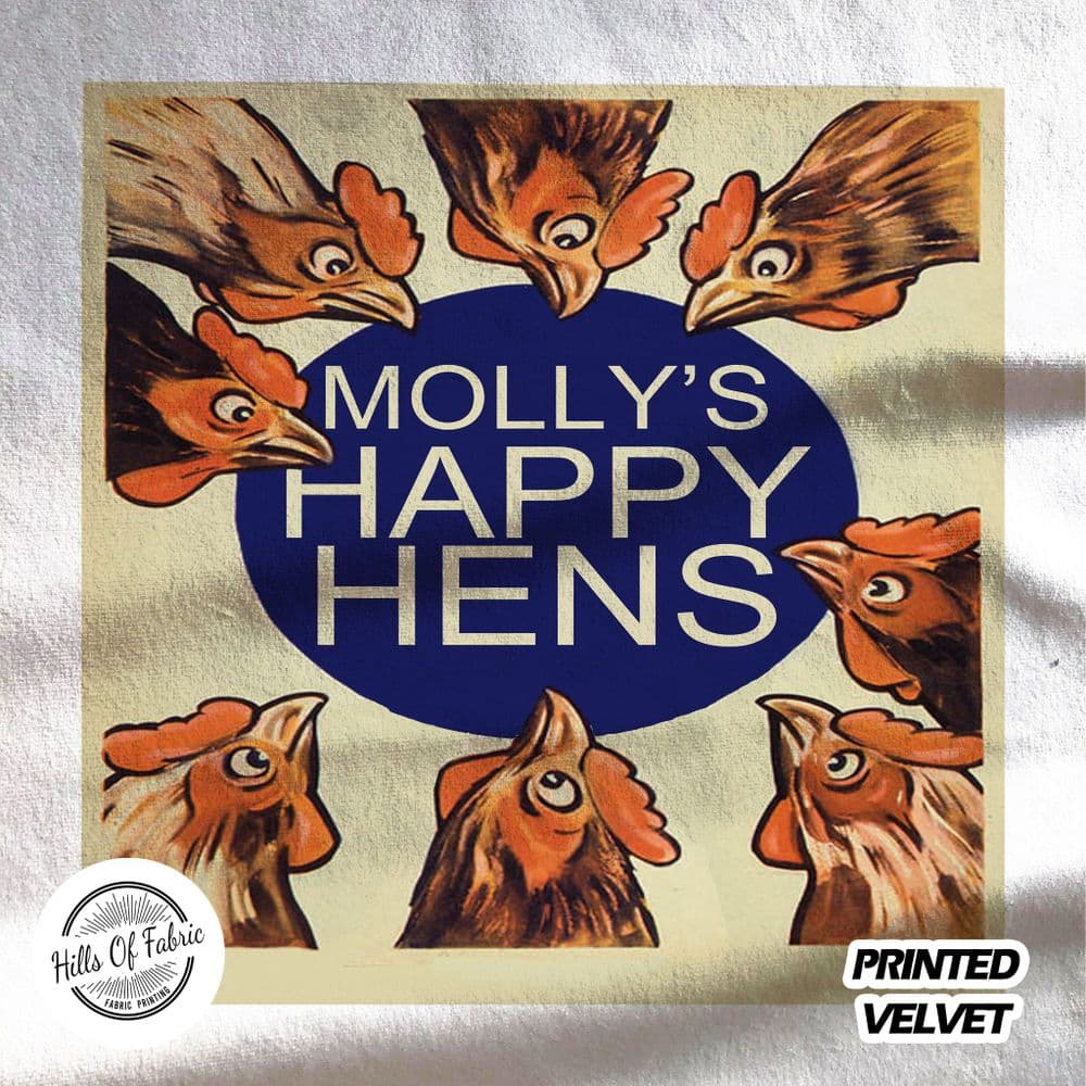 Personalised happy Hens Chicken - Printed Fabric Panel