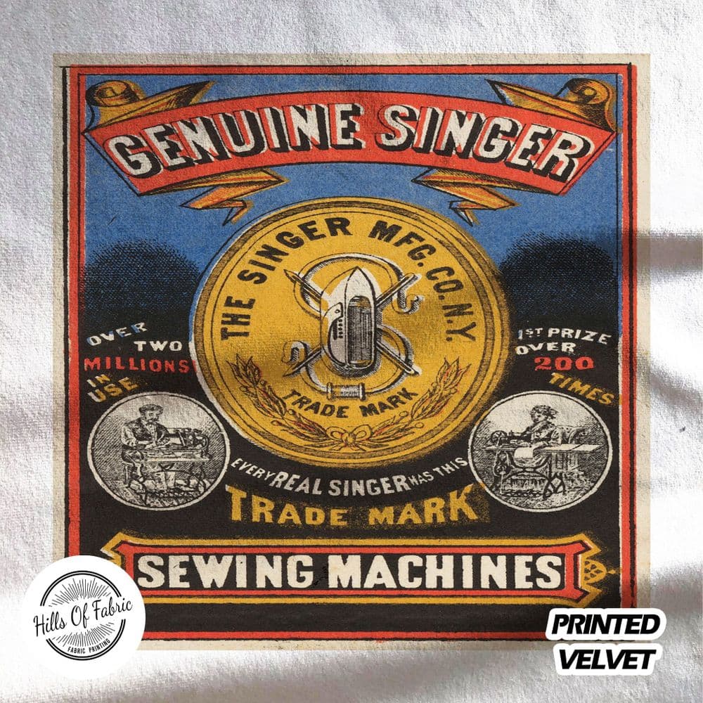 Singer sewing machine advert Printed Fabric Panel