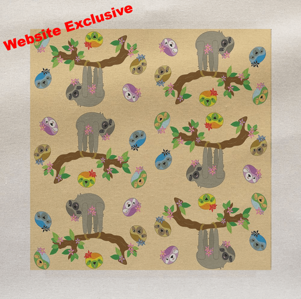 Sloth Pattern Printed Fabric Panel