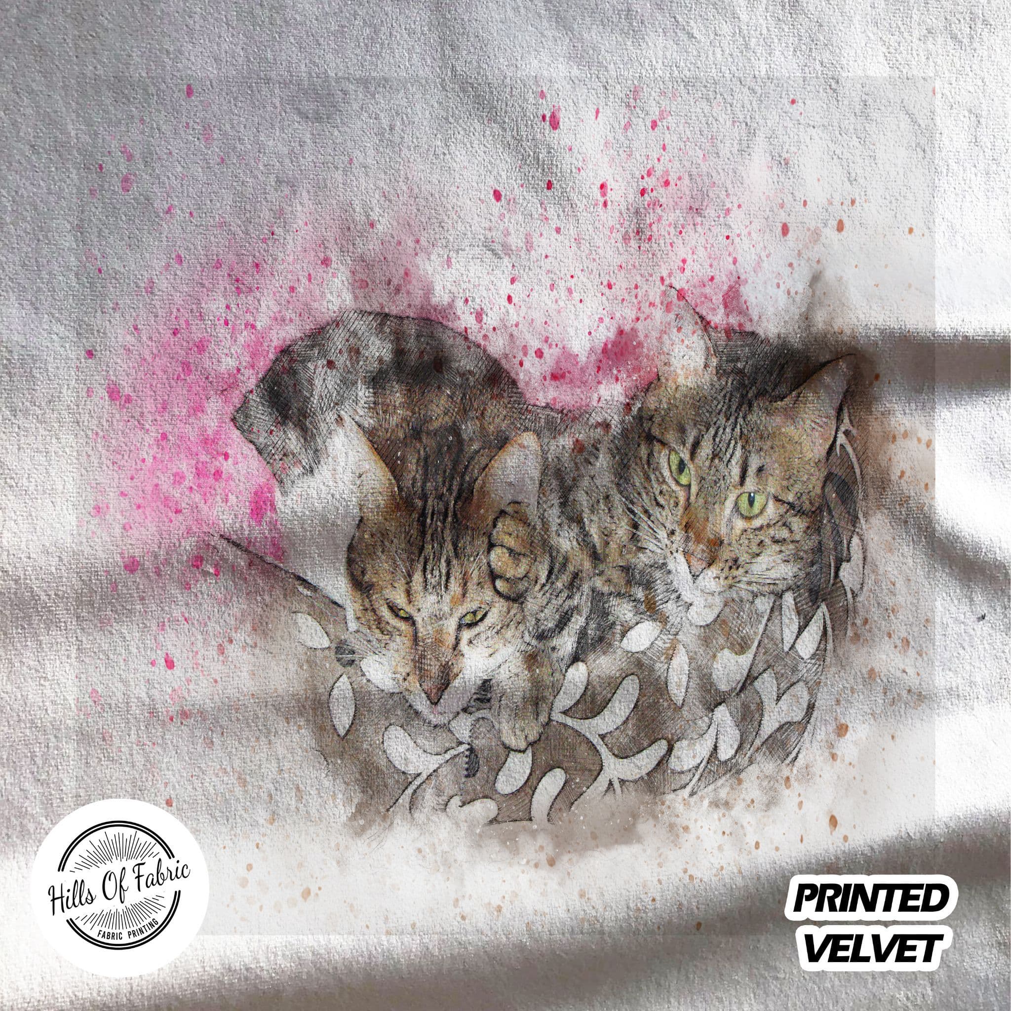 Tabby cats in bed - Printed Fabric Panel