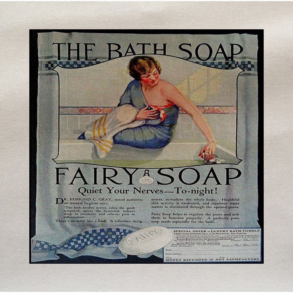 The Bath Soap Fairy Soap Vintage Advert Printed Fabric Panel