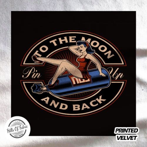 To the moon and back Pin up Rockabilly - Printed Fabric Panel